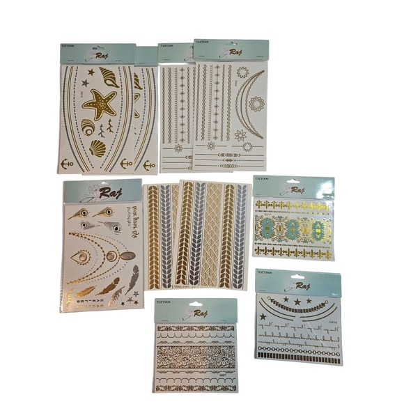 Raj | Makeup | Raj Metallic Temporary Tattoos Gold Silver Beach ...